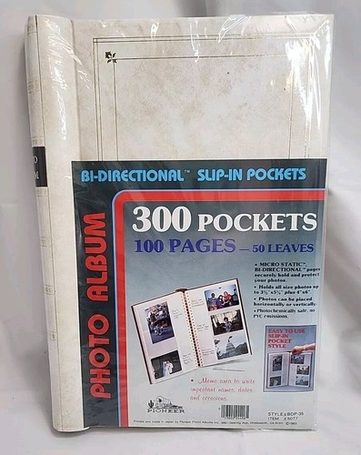 Vintage 1983 Pioneer Japan 300 Photo Album White Gold Marble ...