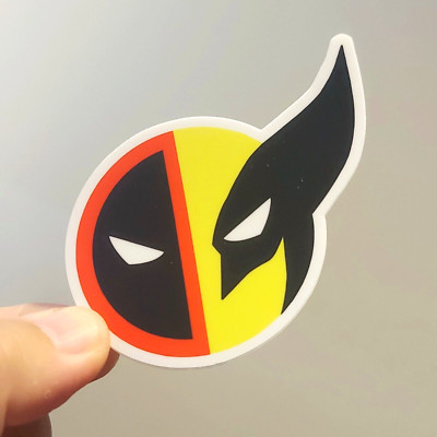 Deadpool & Wolverine Face Mask Split Logo Sticker Decal | Marvel Comics ...