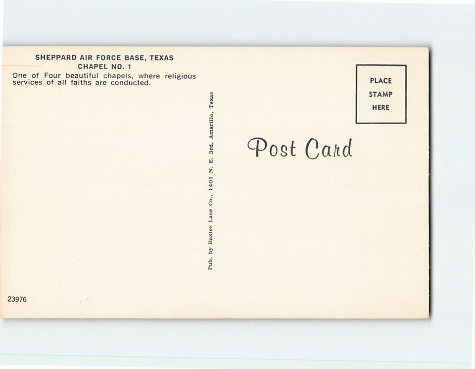 Postcard Chapel No. 1 Sheppard Air Force Base Texas USA | eBay UK