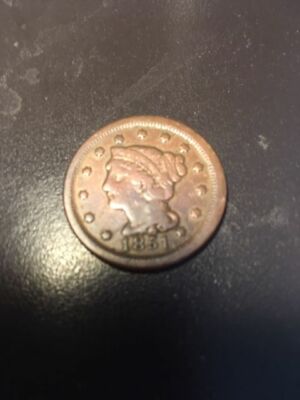 1851 Braided Hair Liberty Head Large Cent US Copper Type One Cent Coin ...