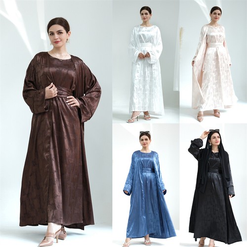 Dubai Women Open Cardigan Inner Dress Sets Kaftan Kaftan Long Robes ...