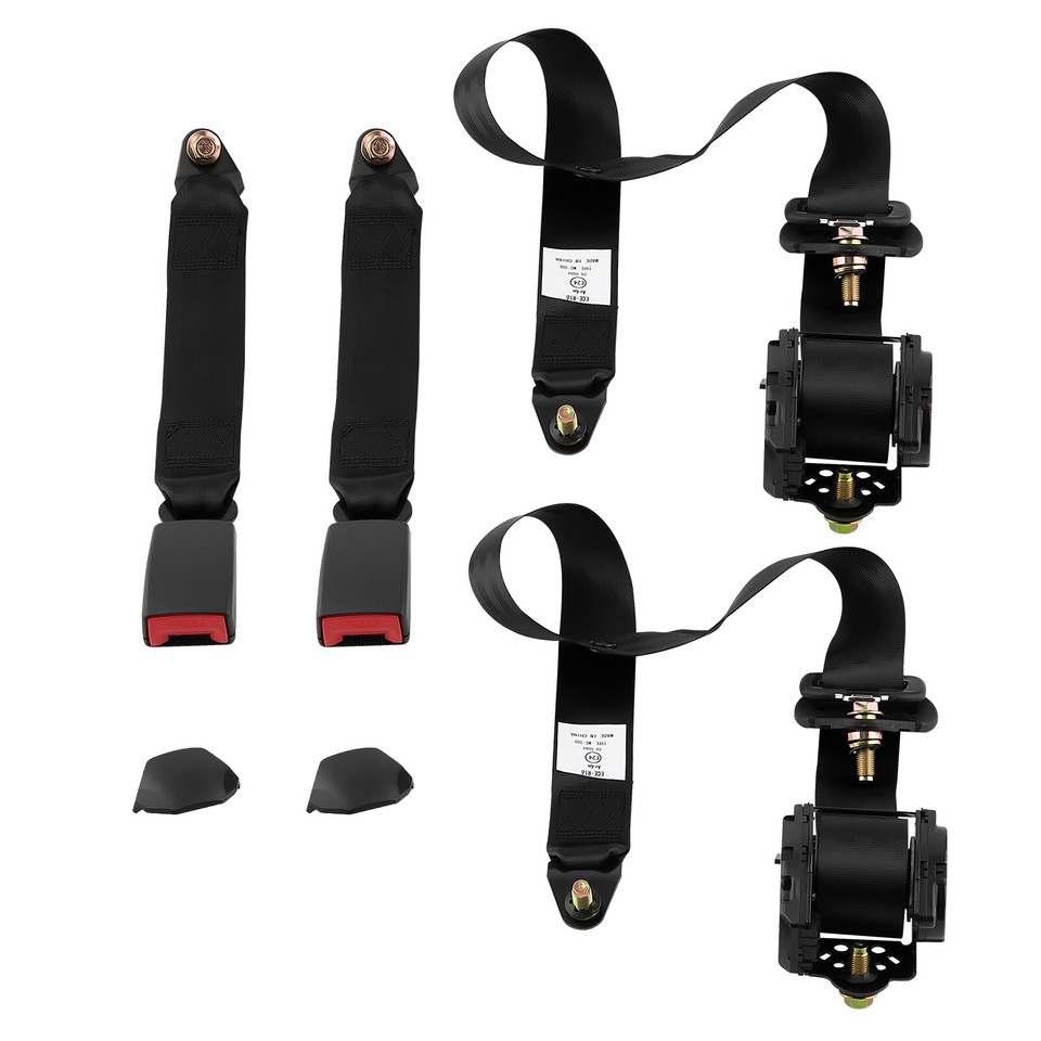 2x 3 Point Retractable Auto Car Shoulder Safety Seat Belt Diagonal Belt ...
