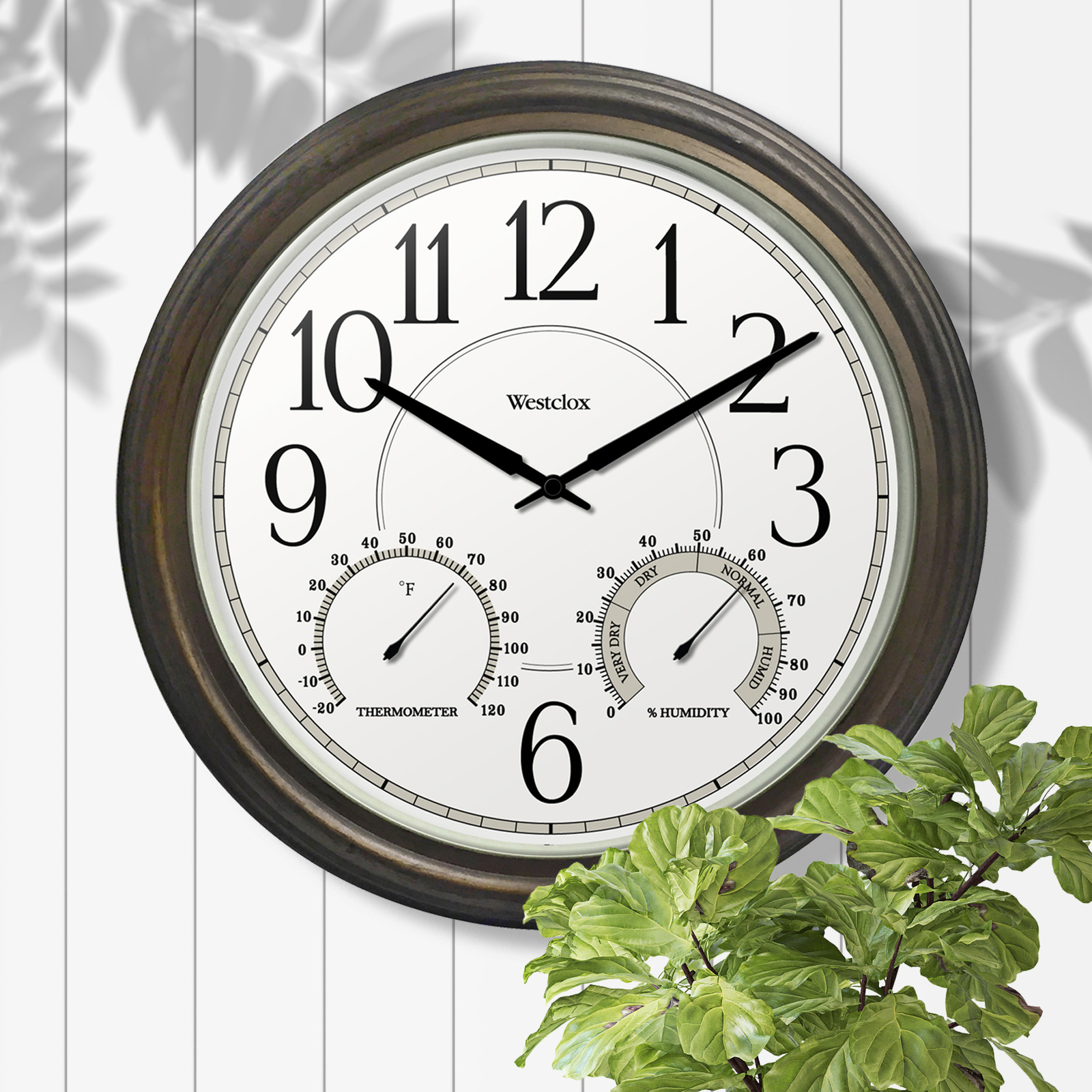 20" Large Outdoor Wall Clock Waterproof Non Ticking Thermometer ...