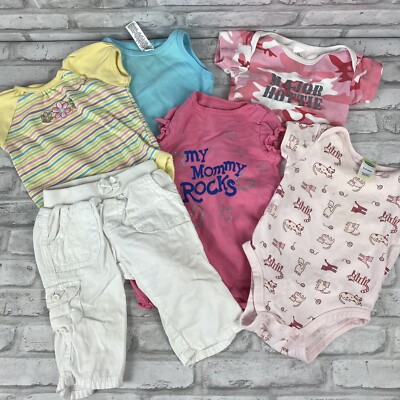 Girls Size 3-9 Month 6 PC Lot Pants Body Suits Baby Gap Garanimals Old ...