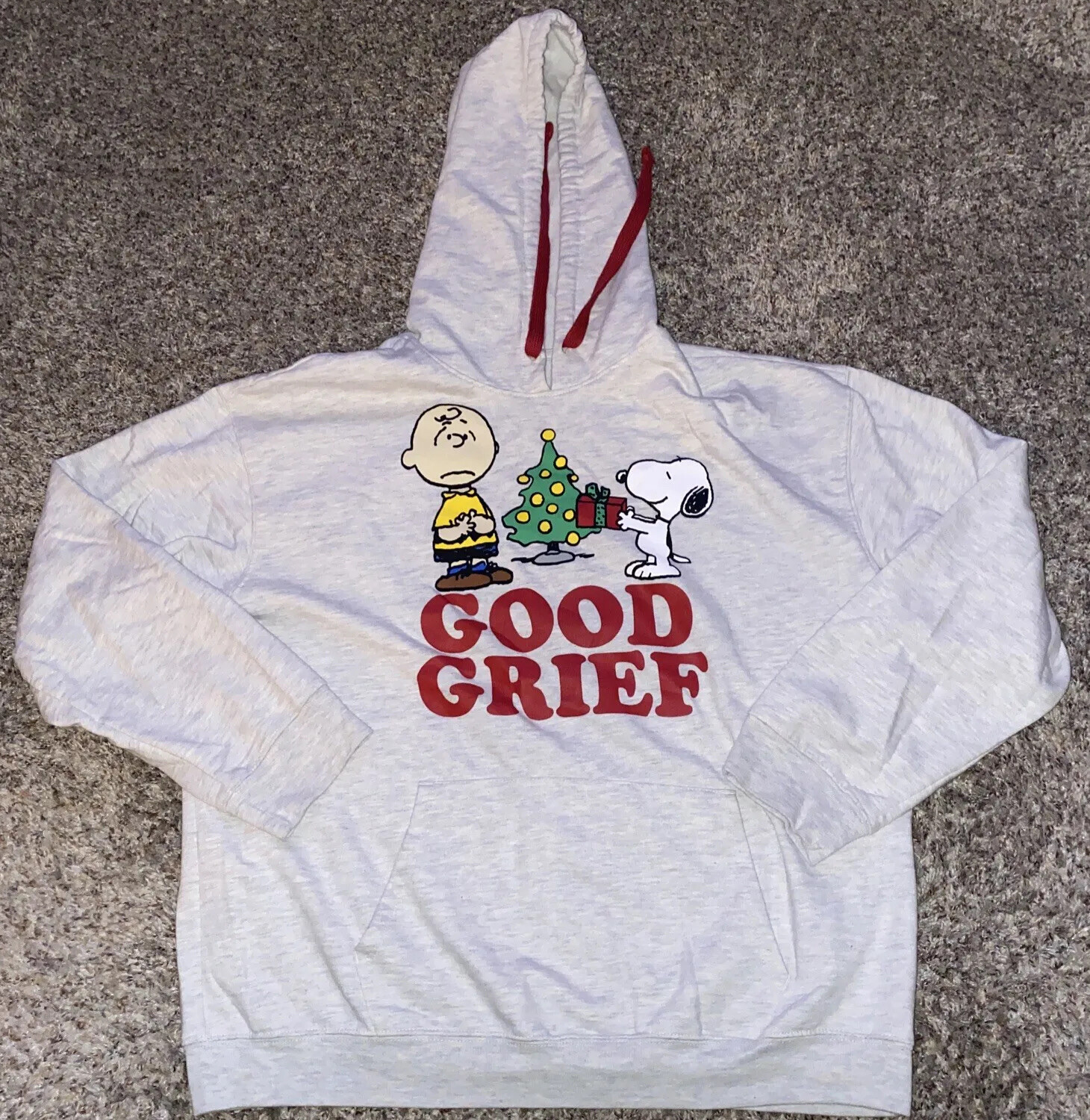 Peanuts Good Grief Charlie Brown Snoopy Grey Hoodie S… - Gem