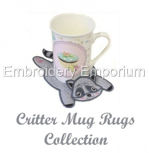 MACHINE EMBROIDERY DESIGNS USB - CRITTER MUG RUGS (APPLIQUE) COLL 5X7 ...