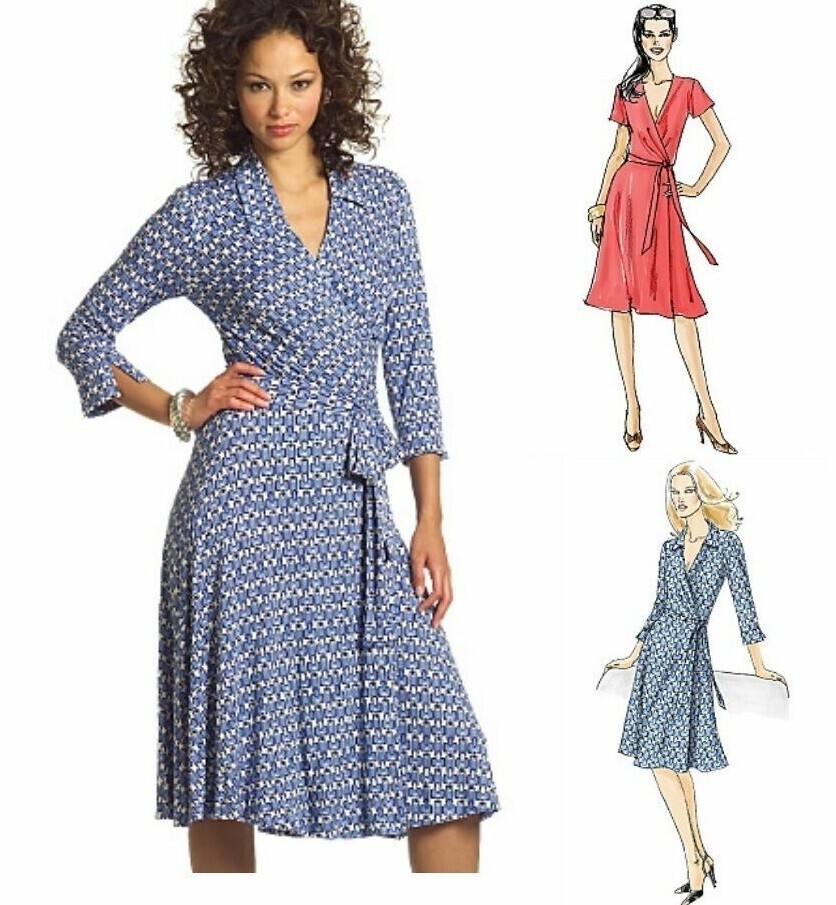 OOP Vogue 8379 DVF Style Wrap Dress Sewing Pattern Misses Very Easy | eBay