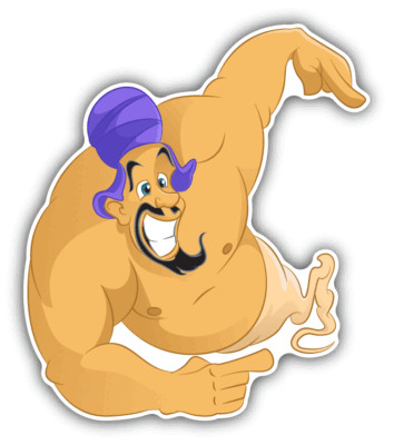 Smiling Cartoon Genie Car Bumper Sticker Decal | eBay