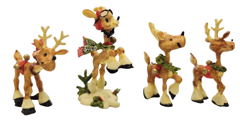 Enesco North Pole Village Reindeer Set/4 Prancer, Prince, Cupid, Dasher ...
