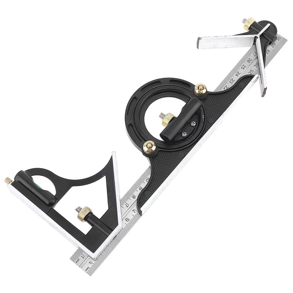 12 Inch Combination Square Set, Protractor & Center Head, Metric ...