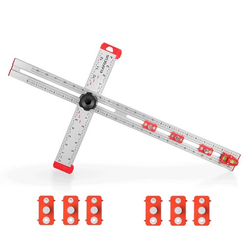 4 in 1 Drilling Ruler, 24 in Adjustable T Square, Multi-Function T ...