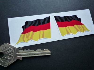 GERMAN Wavy Flag Car STICKERS 2" Pair Germany Tricolour Deutschland ...