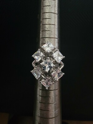 Nolan Miller Statement Ring Crystal Cluster Stunning Silver Tone Ring ...