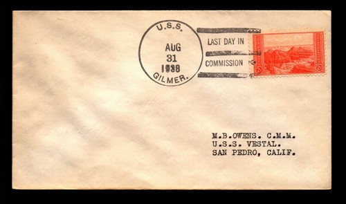 USS Gilmer 1938 Last Day Cover - L20490 | eBay