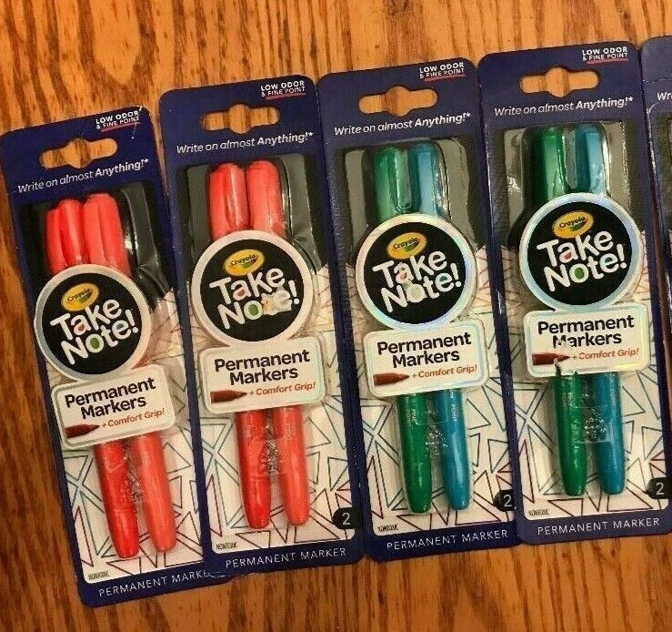 (4) Crayola Take Note Permanent Markers Comfort Grip 2-packs | eBay