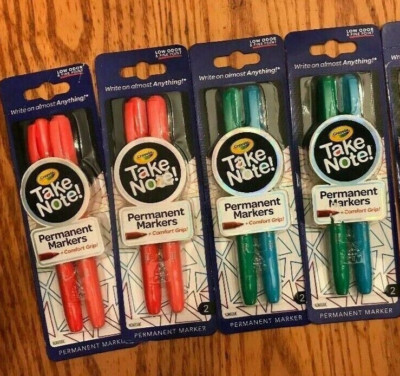 (4) Crayola Take Note Permanent Markers Comfort Grip 2-packs | eBay