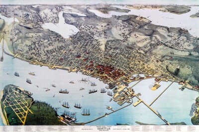 1800'S MAP SEATTLE KING WASHINGTON STREET USA POSTER REPRODUCTION | eBay