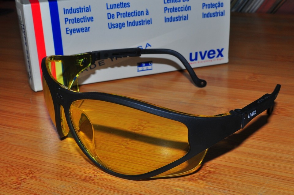 Uvex U2 Eyewear Safety Glasses S3102X Black Frame Amber Yelow Lens Made ...