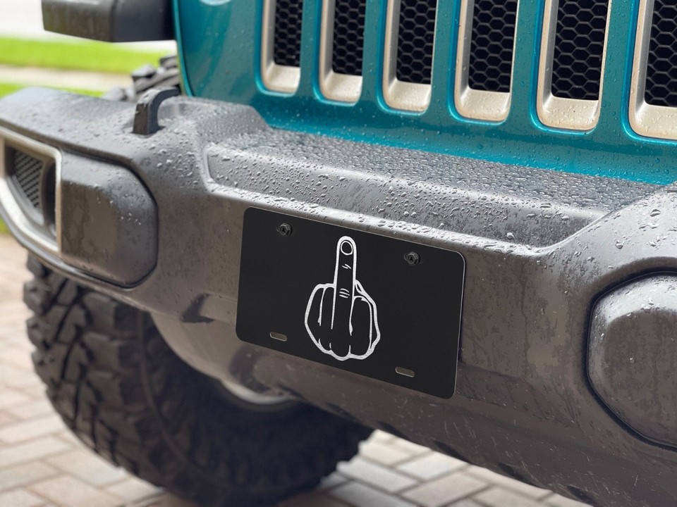 Deep Engraved Bird Middle Finger Car Tag Diamond Etch License Plate ...