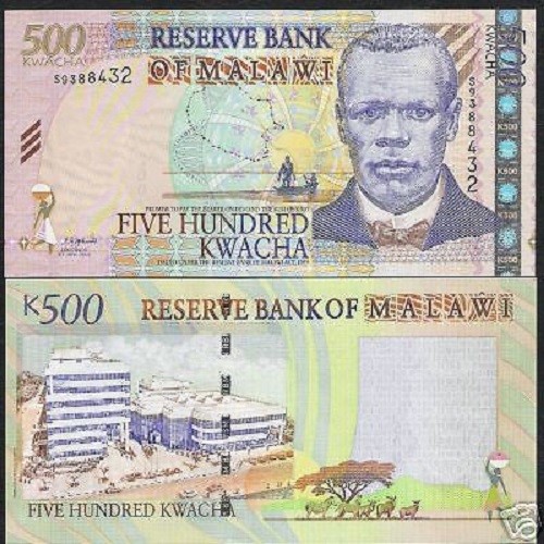 MALAWI 500 KWACHA P-48 2003 BOAT ZEBRA Animal UNC COLORFUL AFRICA BANK ...