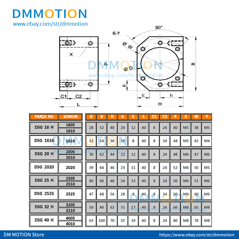Ballscrew nut housing DSG16H SFU1605 SFU1604 SFU1610 RM1605 RM1610 Nut ...