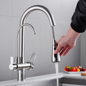 3 in1 Kitchen Drinking Filtered Water Mixer Tap Outlet Dual Lever Water ...