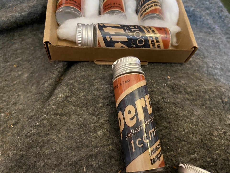 4 Reproduction Pervitin Panzer Chocolate Bottle Pill Box German ...