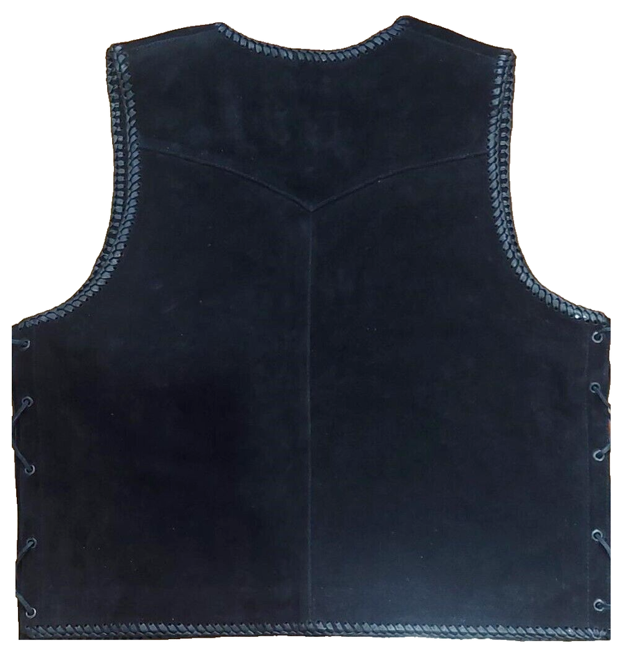 Motorcycle Vest Suede Buckle Waistcoat Double Braided Motorbike Riding ...