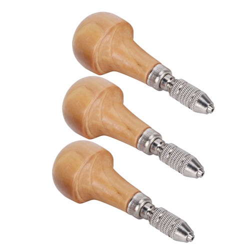 3 Set Hand Chucks Wooden Handles Pear Shape Graver Handle Pin Vise Hand ...