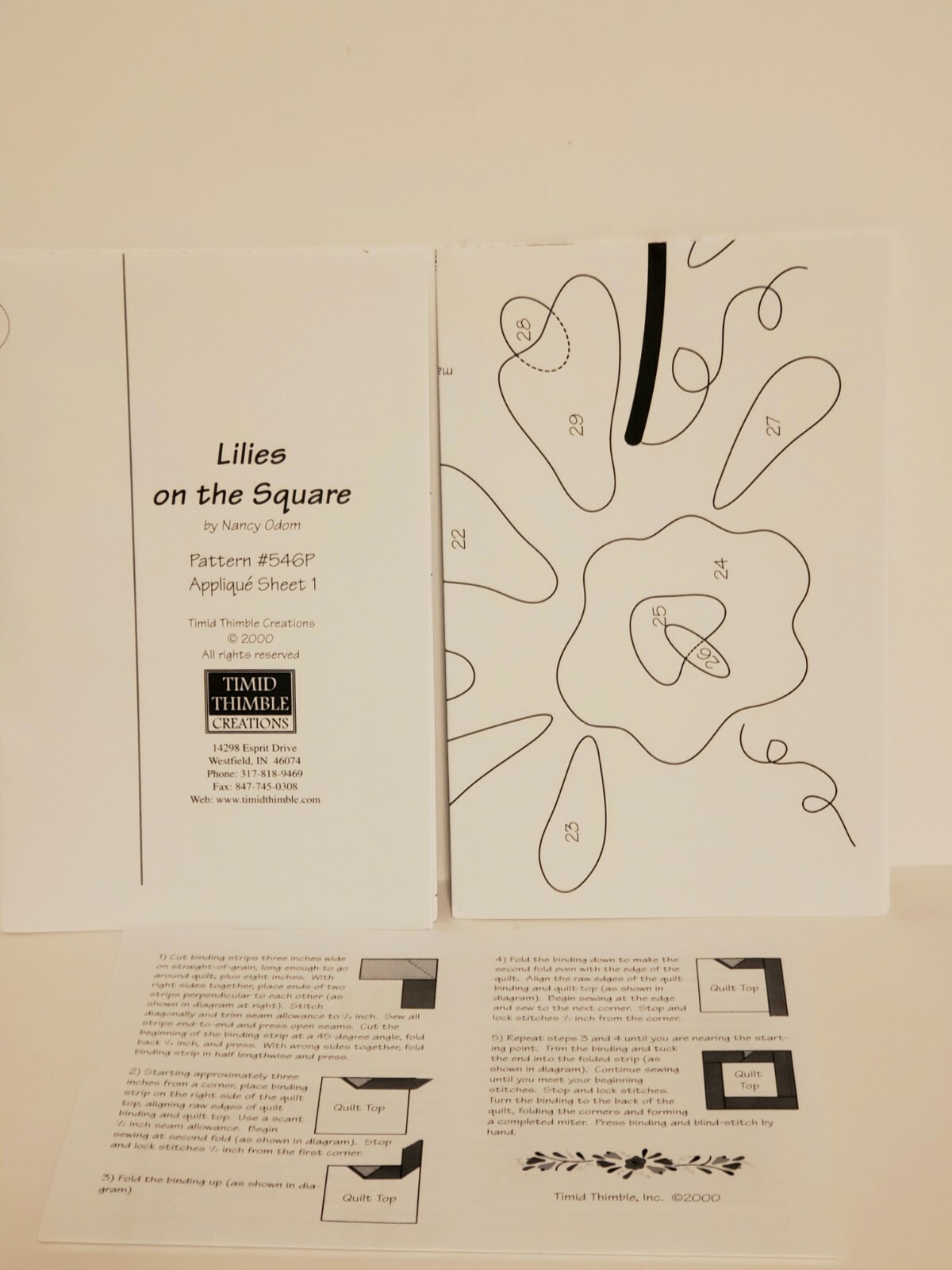 Lilies On The Square Quilt Pattern by Nancy Odom Timid Thimble ...