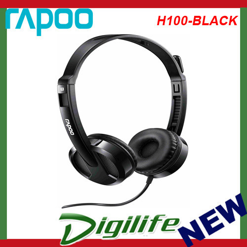 RAPOO H100 Wired Stereo Headsets 3.5mm - HD Voice Rotary Mic Volume ...