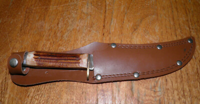 GESCUT JAPAN 1960s VINTAGE 7 1/2" KNIFE 4" BLADE BOVINE BONE Sheath ...