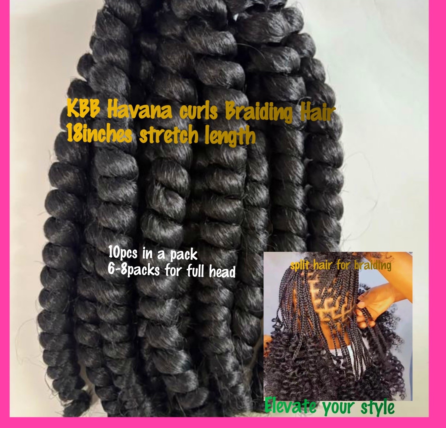 KBB Havana Curls Braiding Hair 18in 1B, Braids & Crochet Styles
