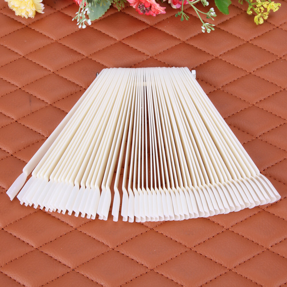 50pcs Nail Art False Tips Sticks Practice Display Fan Design Nail Art ...