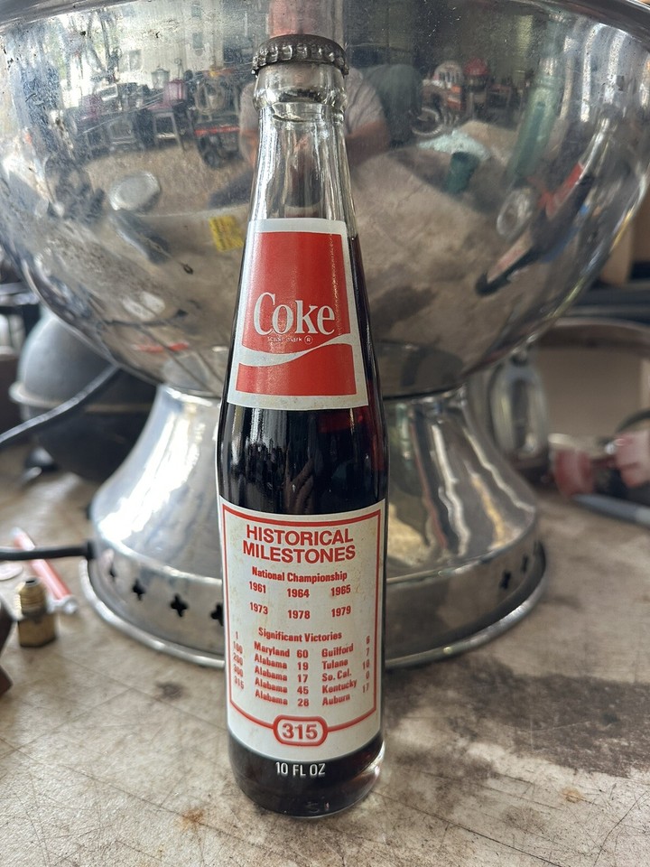 Paul Bear Bryant Coca Cola Coke Bottle Alabama Crimson Tide Win #315 ...