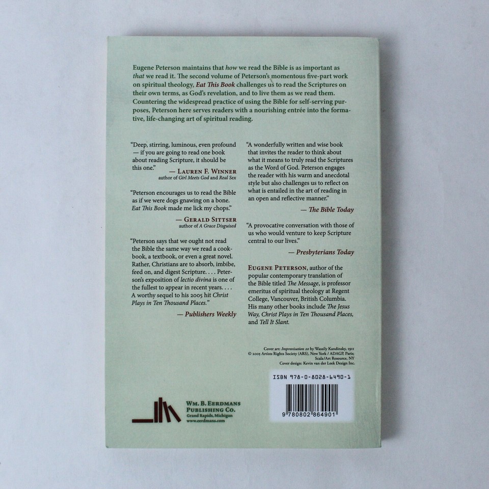 Eat This Book Eugene H. Peterson 2006 Paperback Eerdmans Publishing ...