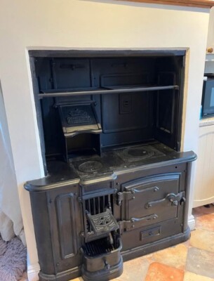 Antique Cast Iron Victorian Oven Kitchen Range for Fireplace 142cm H ...