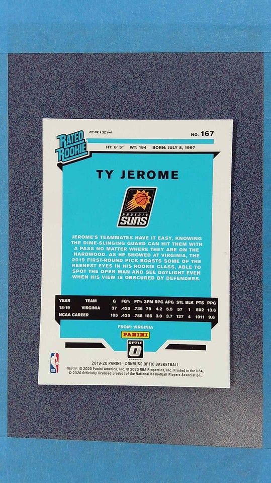 2019-20 Optic TY JEROME Rated Rookie #167 Blue Velocity Phoenix Suns ...