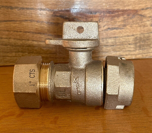 A.Y. McDonald 1" CTS Compression Brass Ball Valve Curb Stop 300W MSD ...