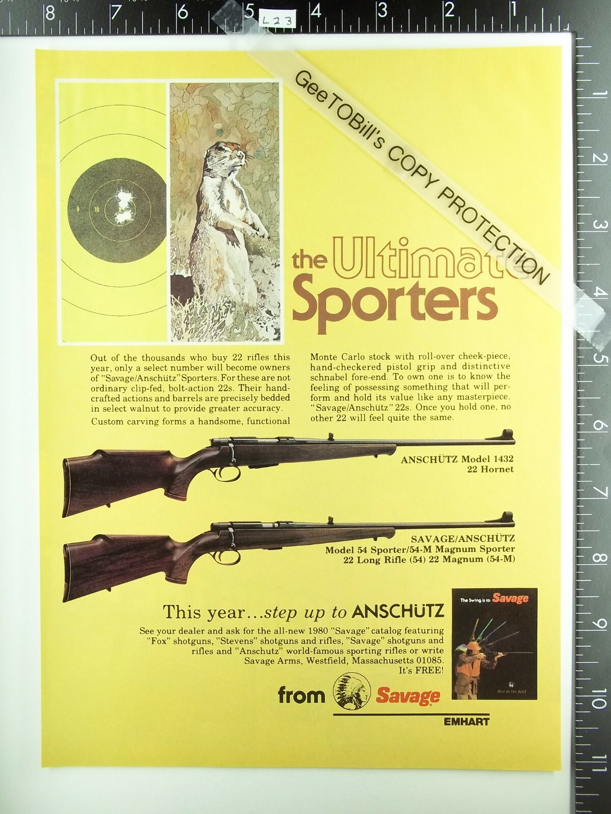 1980 Savage Model Anschutz 54 Sporter 54-M magnum 1432 rifle ...