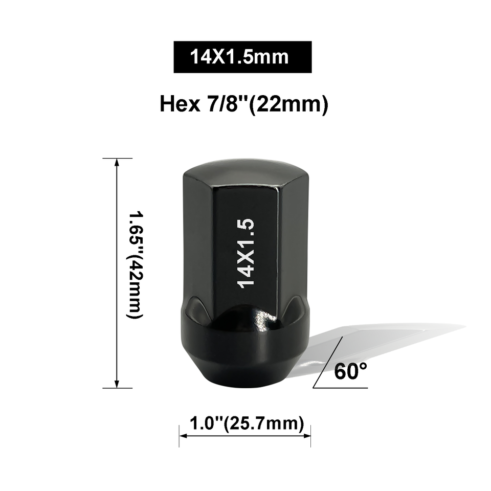 9596070 GM CHEVY GMC FACTORY OEM M14x1.5 Wheel Lug Nuts 22 HEX BLACK ...