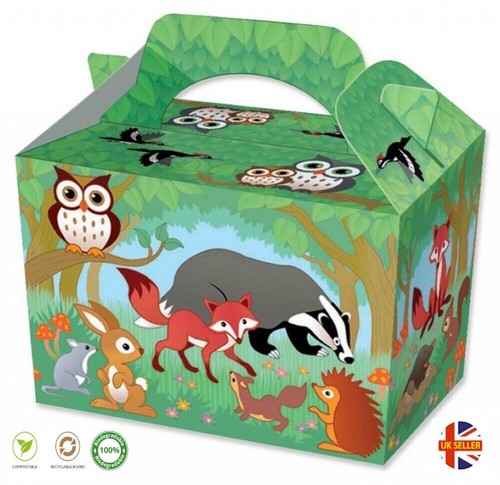 Forest Wildlife Animals Party Boxes P/W Kids Children Meal Carry Picnic ...