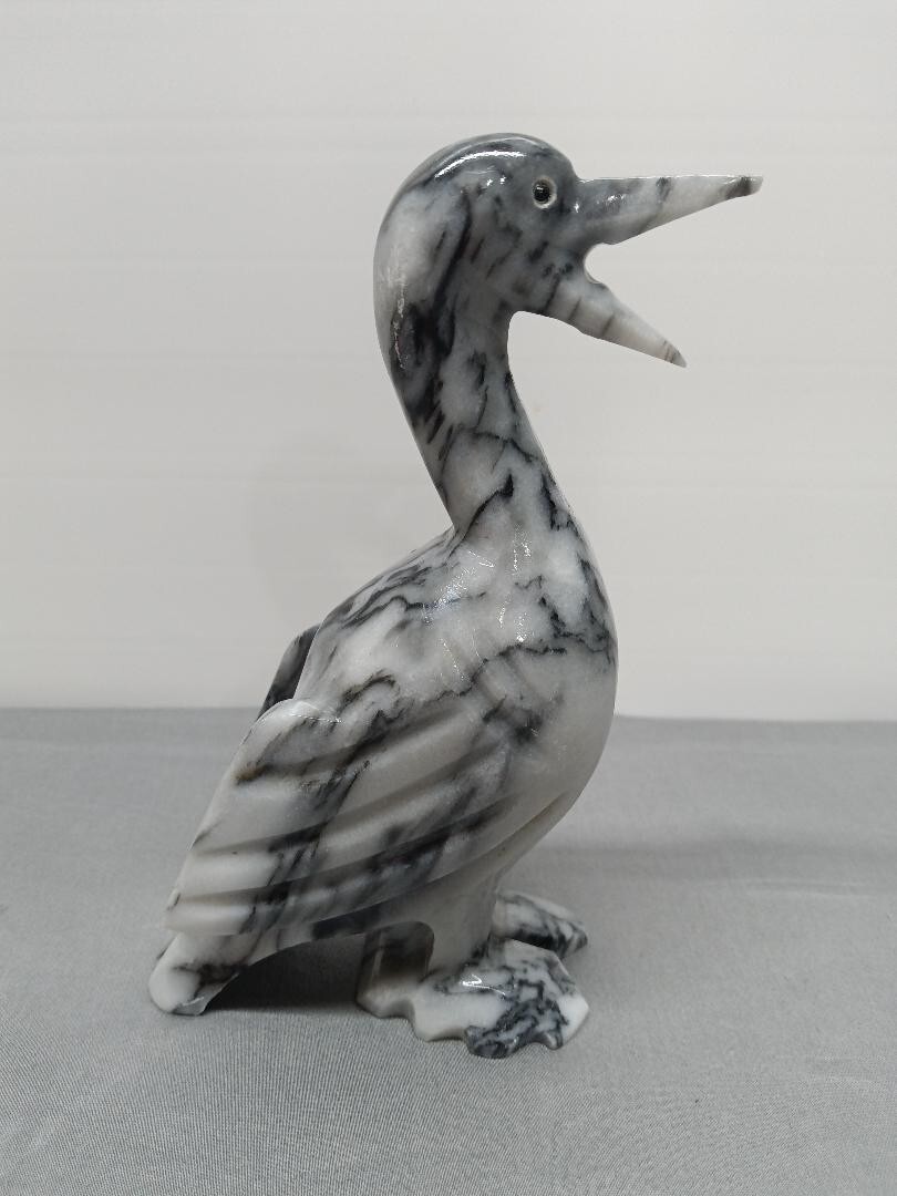 Vintage Carved Bird Duck Black/Gray/White Onyx Marble 6in. x 3.5in ...
