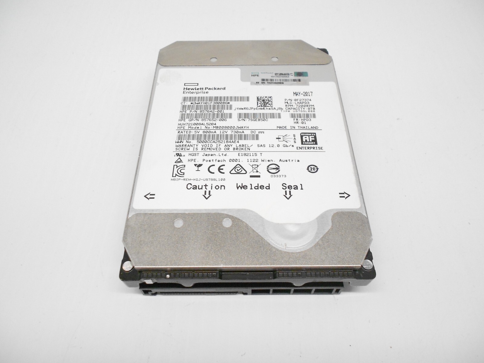 HP HGST HUH721008AL5204 8TB SAS 12G 3.5" Server Storage JBOD Hard Drive ...