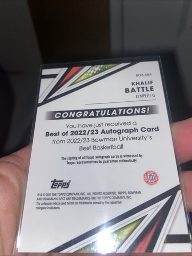 2022-23 Bowman University Best Khalif Battle Auto Temple Owls🏀🔥 | eBay