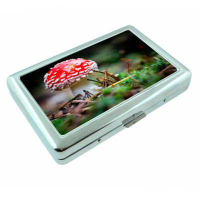 Groovy Trippy Mushroom D2 Silver Metal Cigarette Case RFID Protection ...