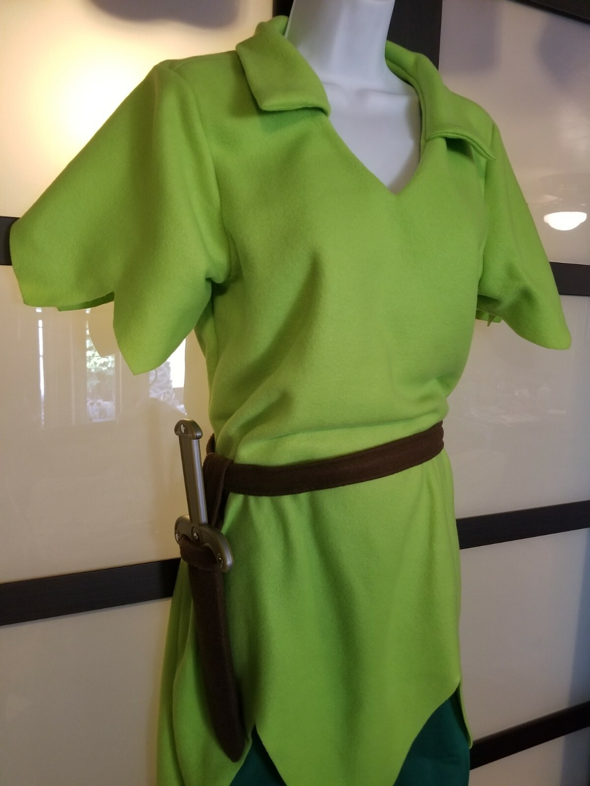 Peter Pan costume Custom made Cosplay Tunic hat belt sheath dagger shoe ...