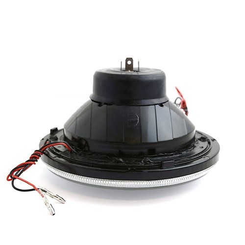 7" Halogen Blue Split LED Halo Ring Angel Eye Headlight Headlamp Light ...