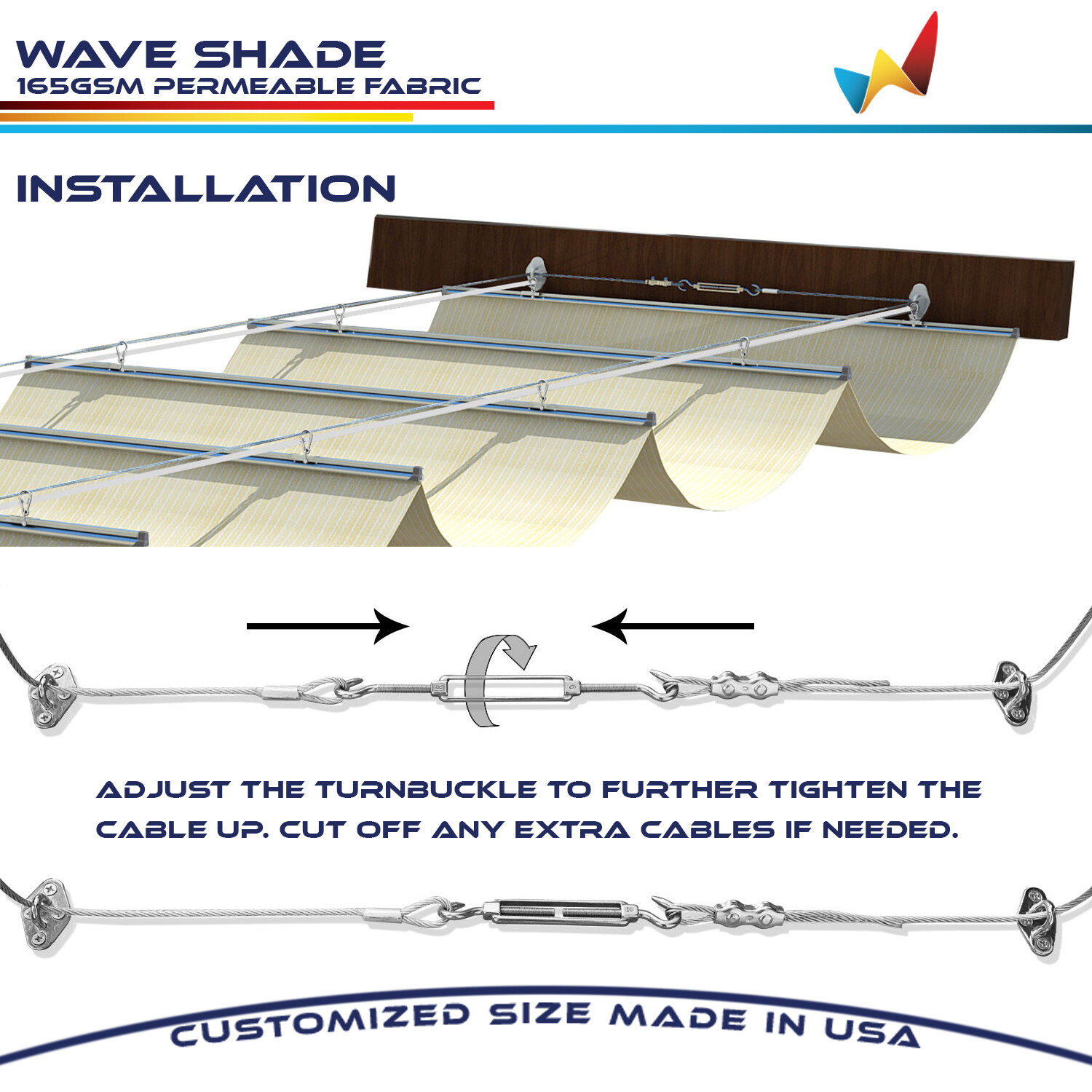 Beige Retractable Slide on Wire Canopy Awning Roofing Replacement for ...
