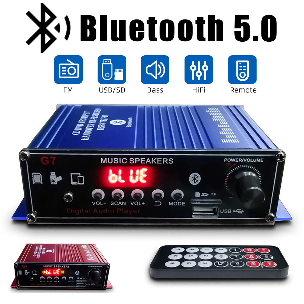 400W Bluetooth 5.0 Stereo Audio Receiver Amplifier 2CH Mini Hi-Fi Amp FM USB/SD | eBay
